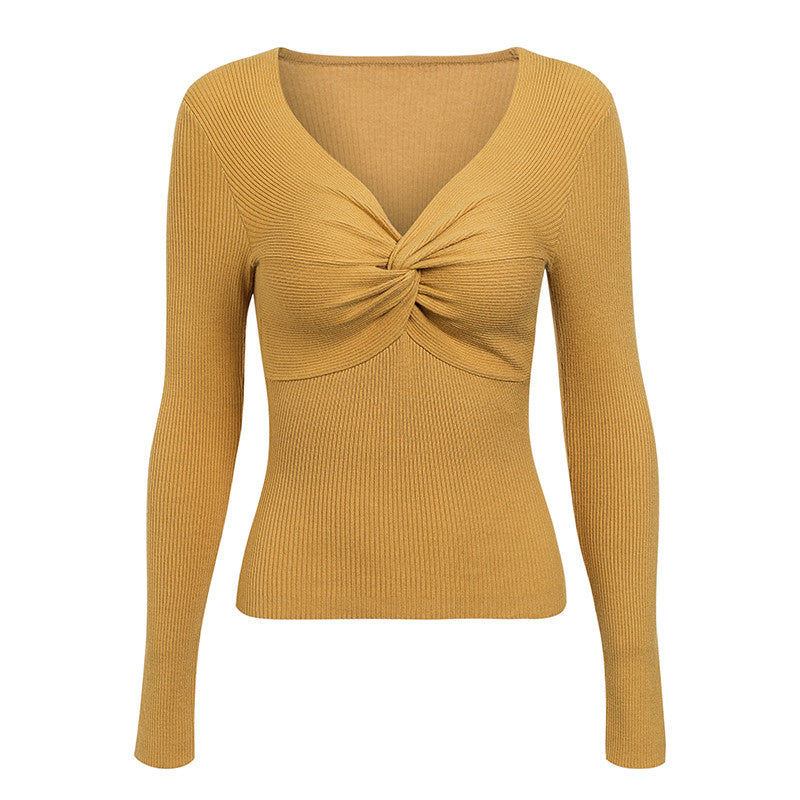 Criss cross v neck knitted sweater Long sleeve pullover jumper – NO BRA ...